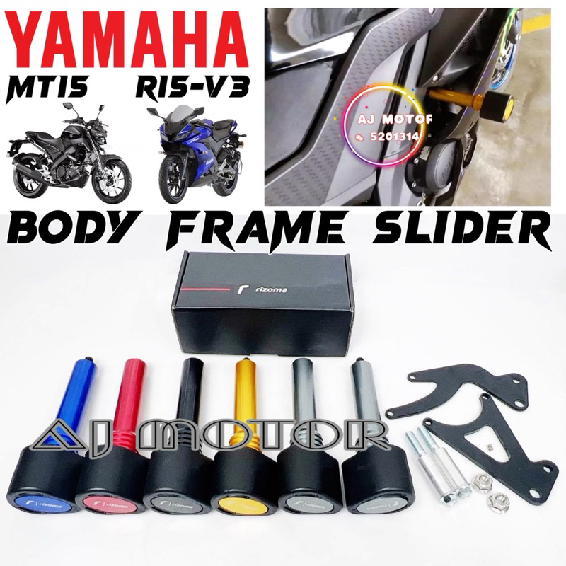 [ BODY FRAME SLIDER ] YAMAHA MT15 V1 V2 / R15 V3 PROTECT PROTECTOR SIDE ...