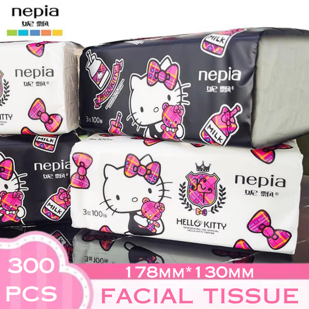 Hello Kitty Tissue Soft Facial Tisu Paper 100 Pulls x 3 Ply = 300pcs ...