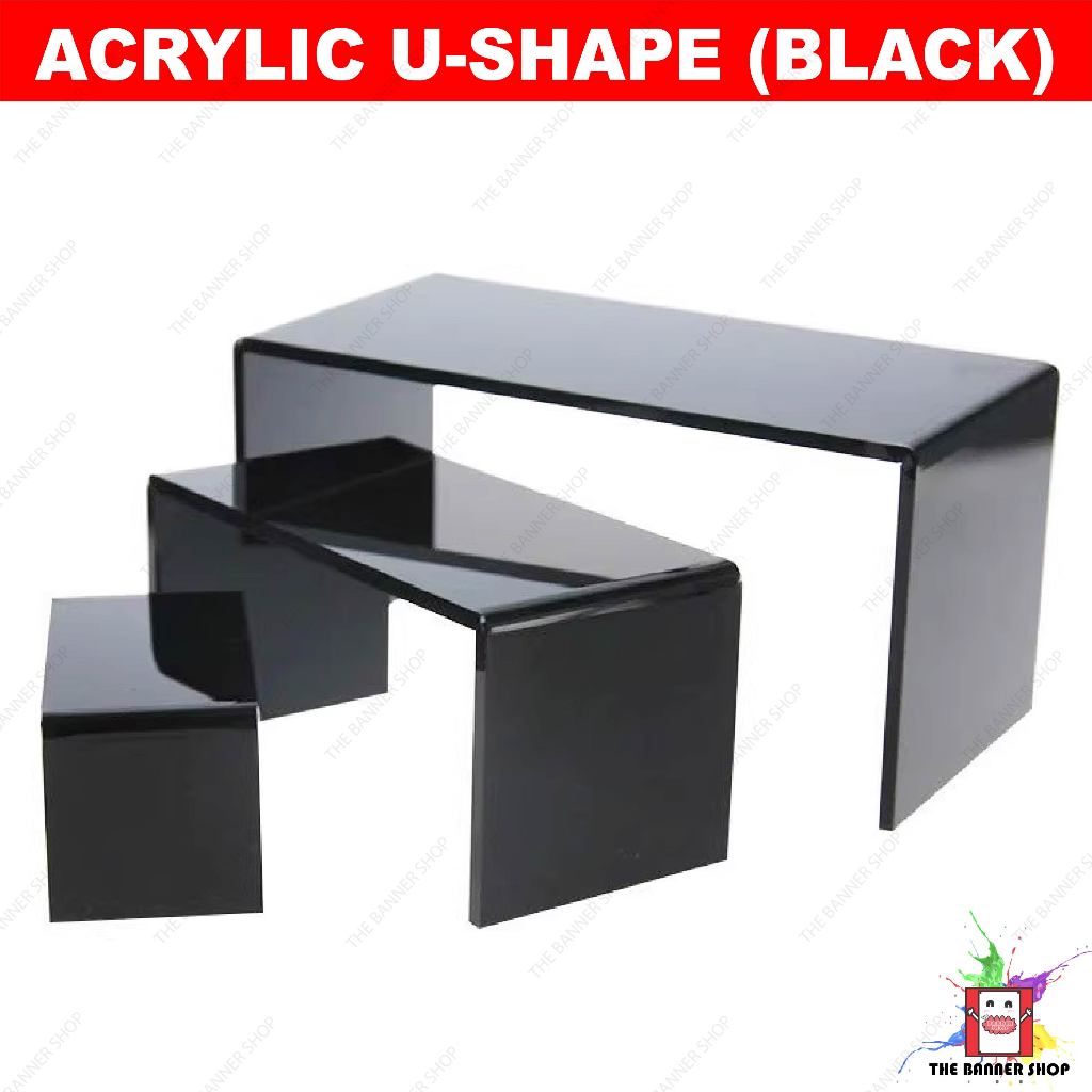 Acrylic U-Shape Display Stand Black, Shoes Display Stand Rack | Shopee ...