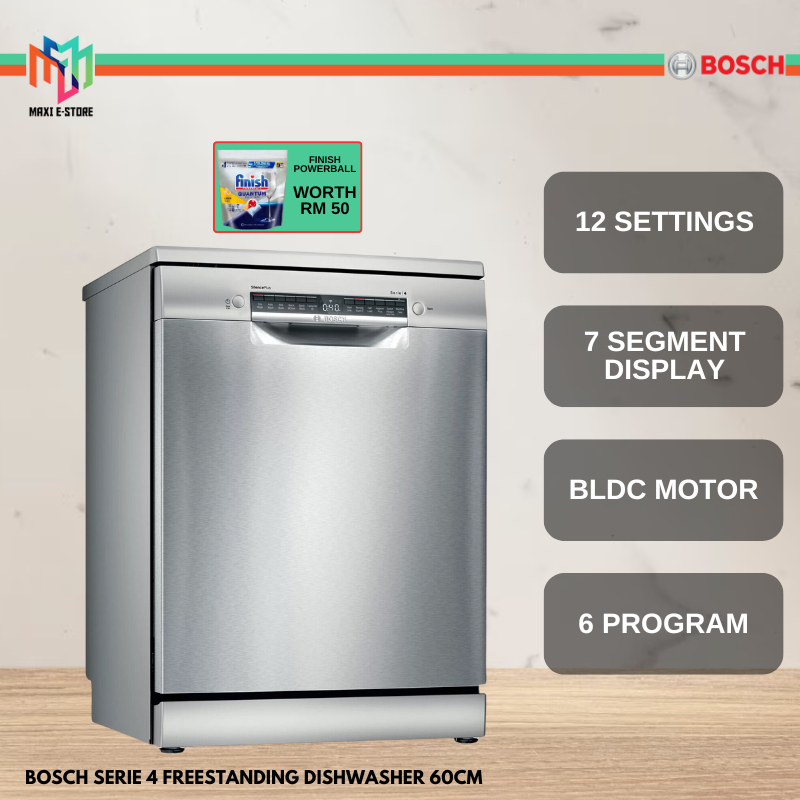 Bosch SMS4IVI01P Serie 4 Free Standing Dishwasher 60cm Stainless Steel ...