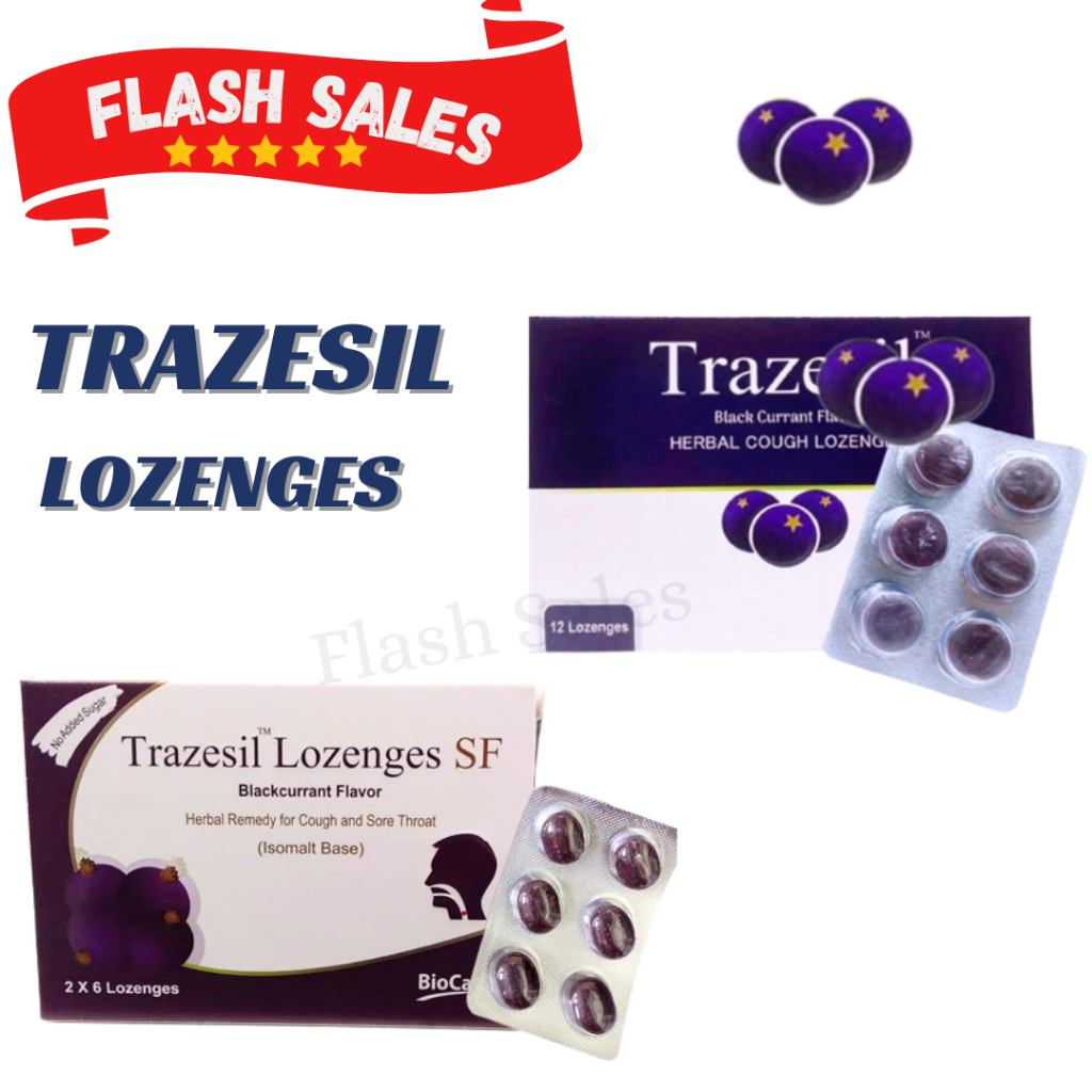 Trazesil Lozenges 12's (Blackcurrant) / 12's Sugar Free (Blackcurant ...