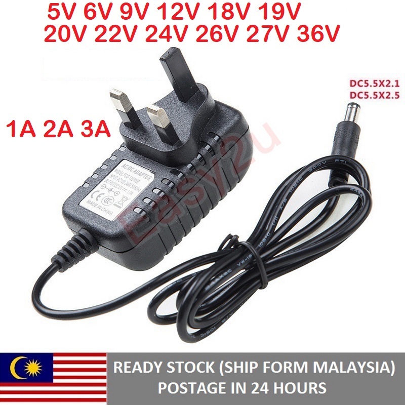 UK Plug AC To DC Power Adapter 5V 6V 9V 12V 18V 20V 21V 22V 24V 25V 26V 27V 36V 1A AC Power ...