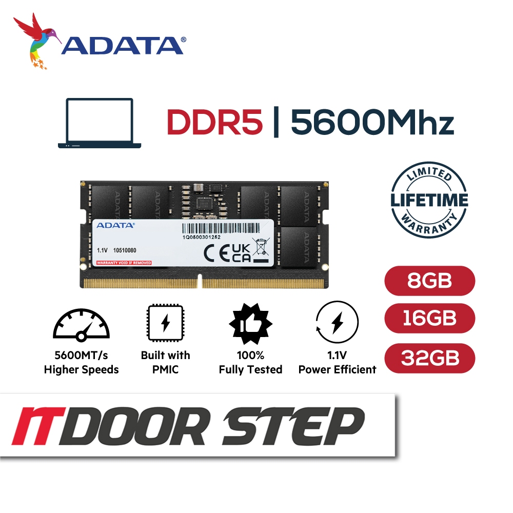 Adata DDR5 5600MHz SO-DIMM LAPTOP/NOTEBOOK DRAM Memory (8GB/16GB/32GB ...