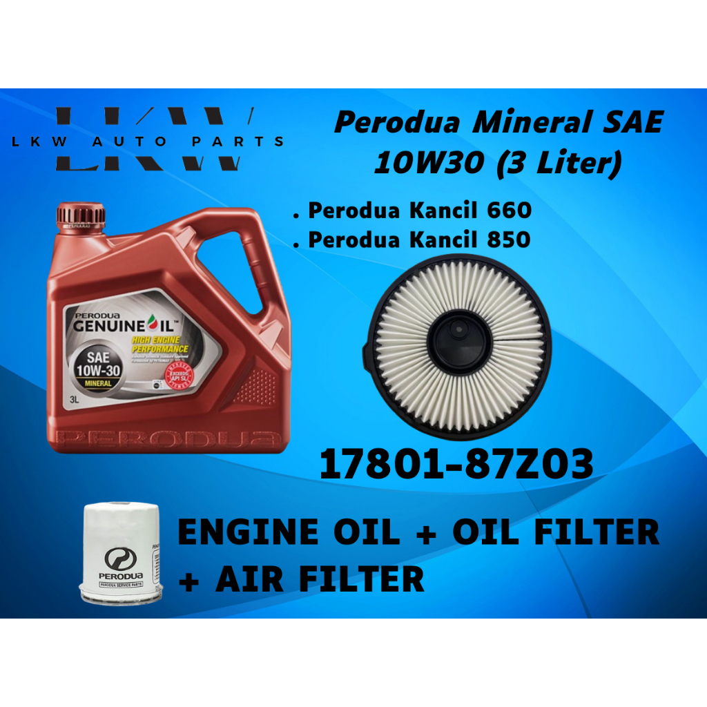 Perodua Mineral Oil 10w30 3L + Perodua Oil Filter + Air Filter (Perodua ...