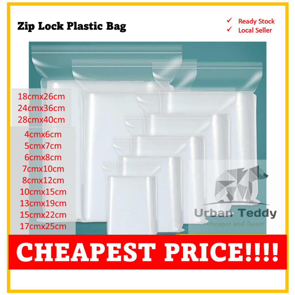 [Ready Stock] 100PCS Bigger Size Transparent PE Plastic Zip Lock Bag ...