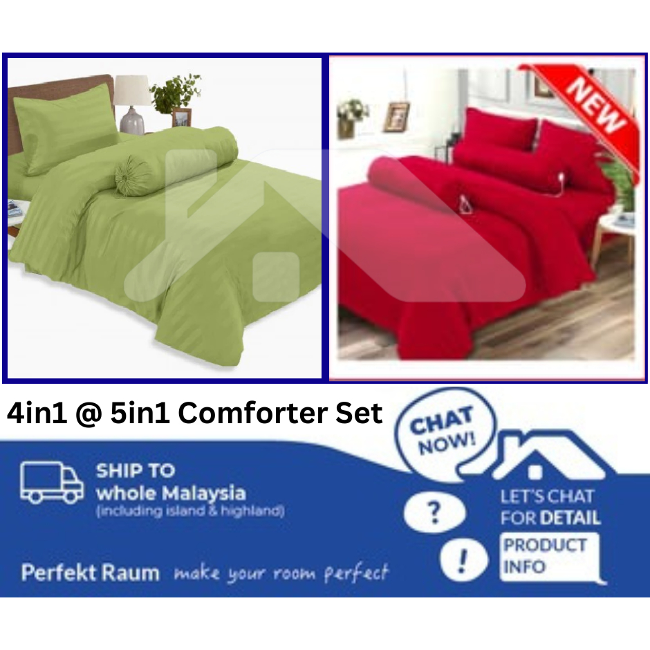 HOMIE Microtex 4 in 1/5 in 1 Comforter Set (Queen/King) | Shopee Malaysia