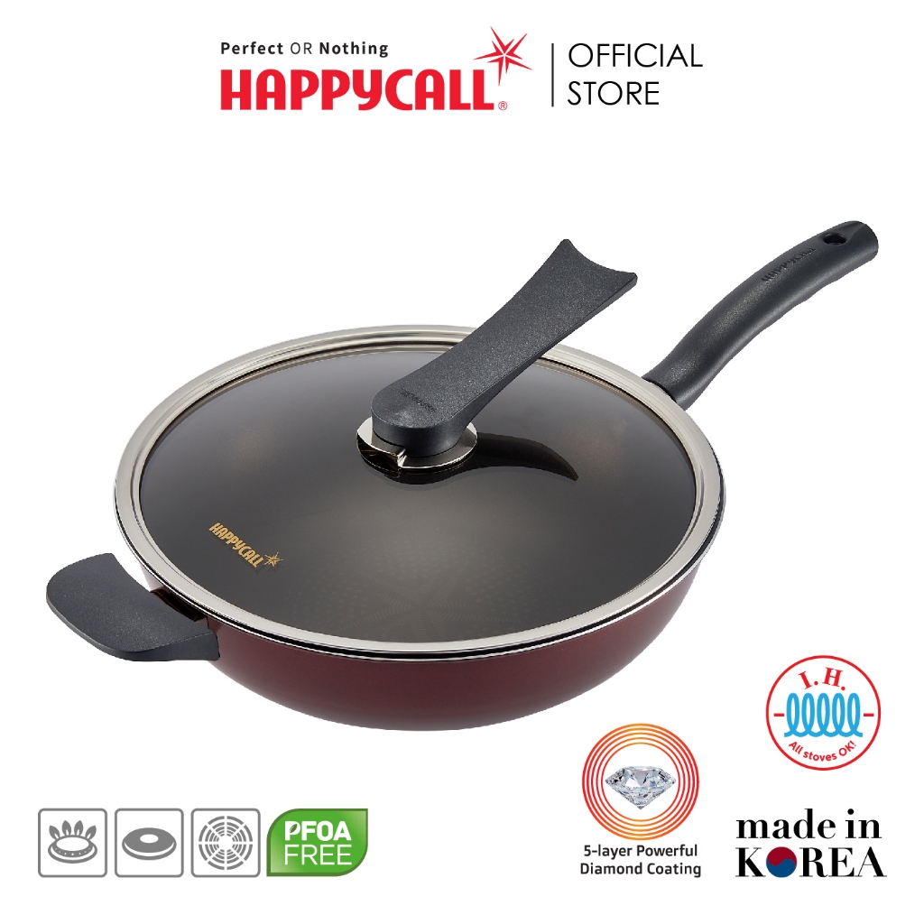HAPPYCALL Solaris Diamond IH Skillet Wok Pan + Lid (30cm) 4900-0153 | Shopee Malaysia