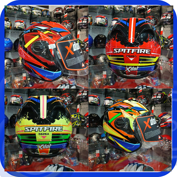 HELMET G626 XDOT OPEN FACE VISOR COLOUR RED AND YELLOW G626 HELMET ...