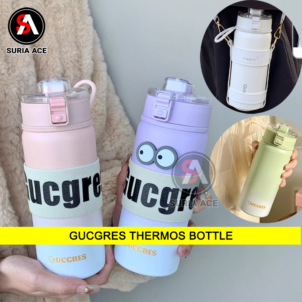 Gucgres Thermos Cup Water Bottle Leather Bag Stainless Steel 350ml ...
