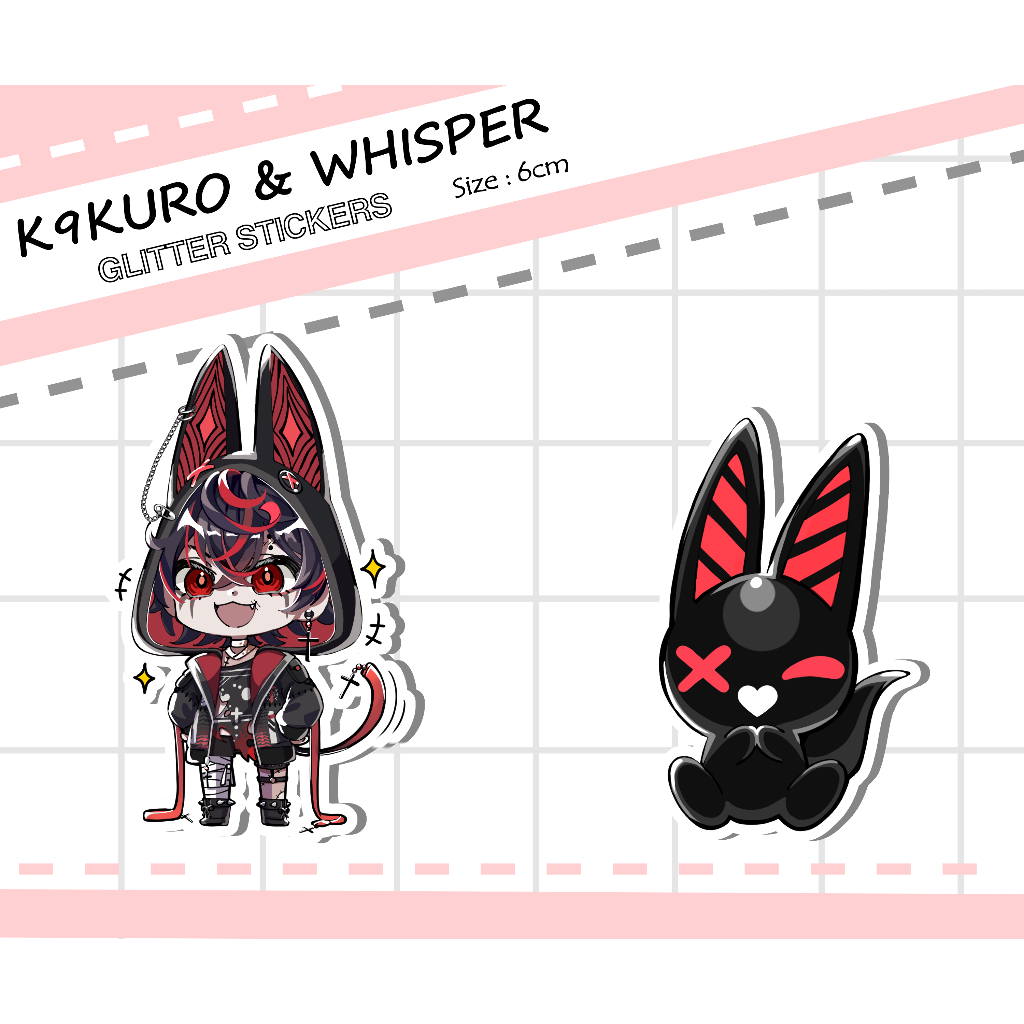 Vtuber K9KURO Kurenai & Whisper Glitter Stickers | Shopee Malaysia