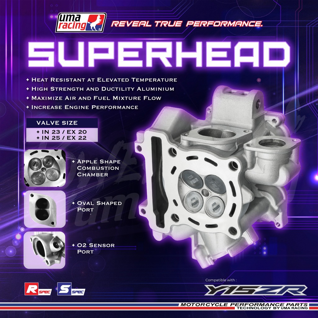 UMA RACING SUPER HEAD ASSY SET Y15 LC135 22/25 20/23 MM LC4S LC5S Y15ZR ...