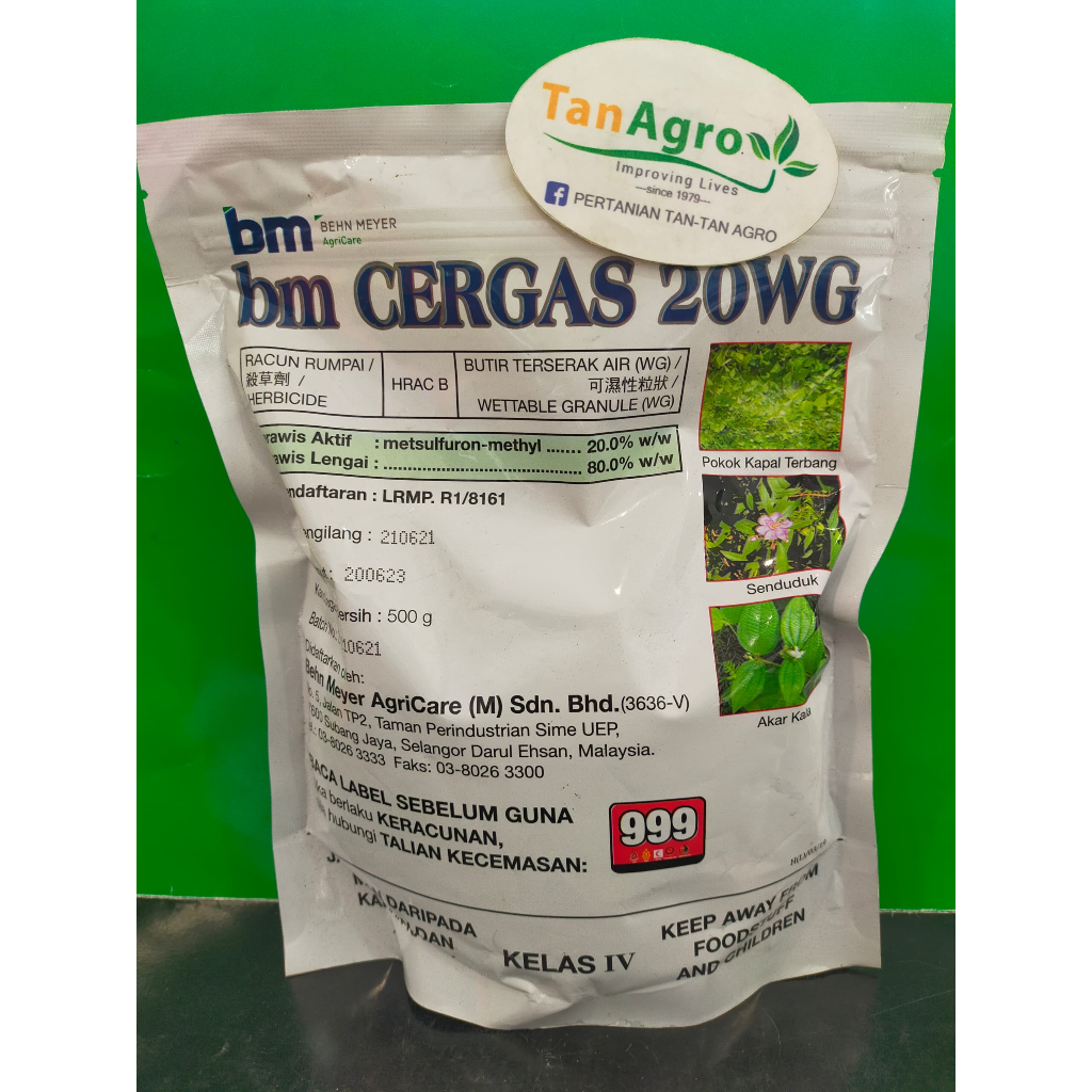 👉🏻ORIGINAL👈🏻 Herbicide BM Cergas (A.i metsulfuron-methyl 20%) 500 gm ...