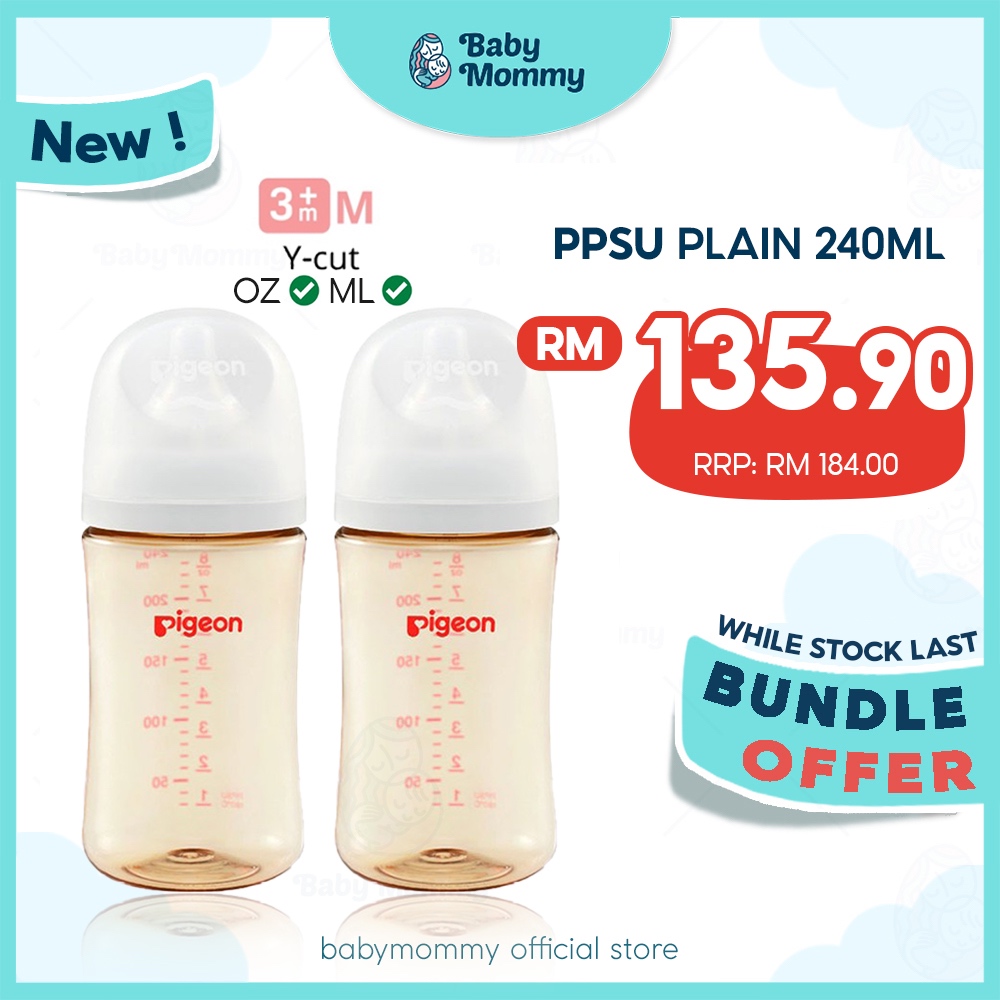 🇲🇾100% Original Pigeon SoftTouch™ Wide-Neck PPSU Nursing Bottle Authentic Pigeon Bottle Baby ...