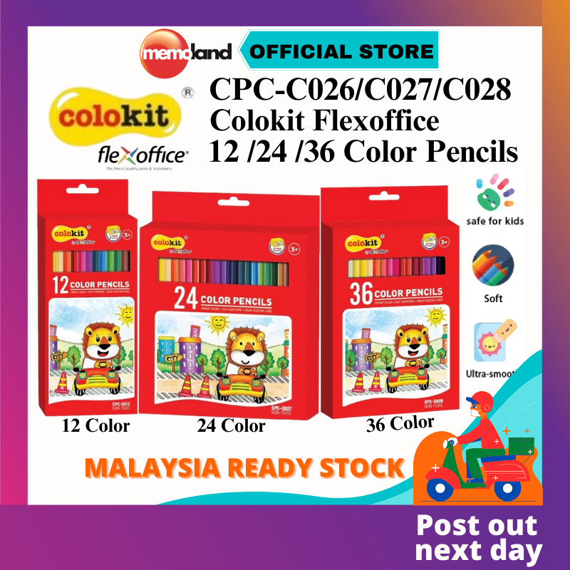FLEXOFFICE CPC-C026 (12COL) / CPC-C027 (24COL) / CPC-C028 (36COL) COLOKIT COLOUR PENCILS (LONG ...
