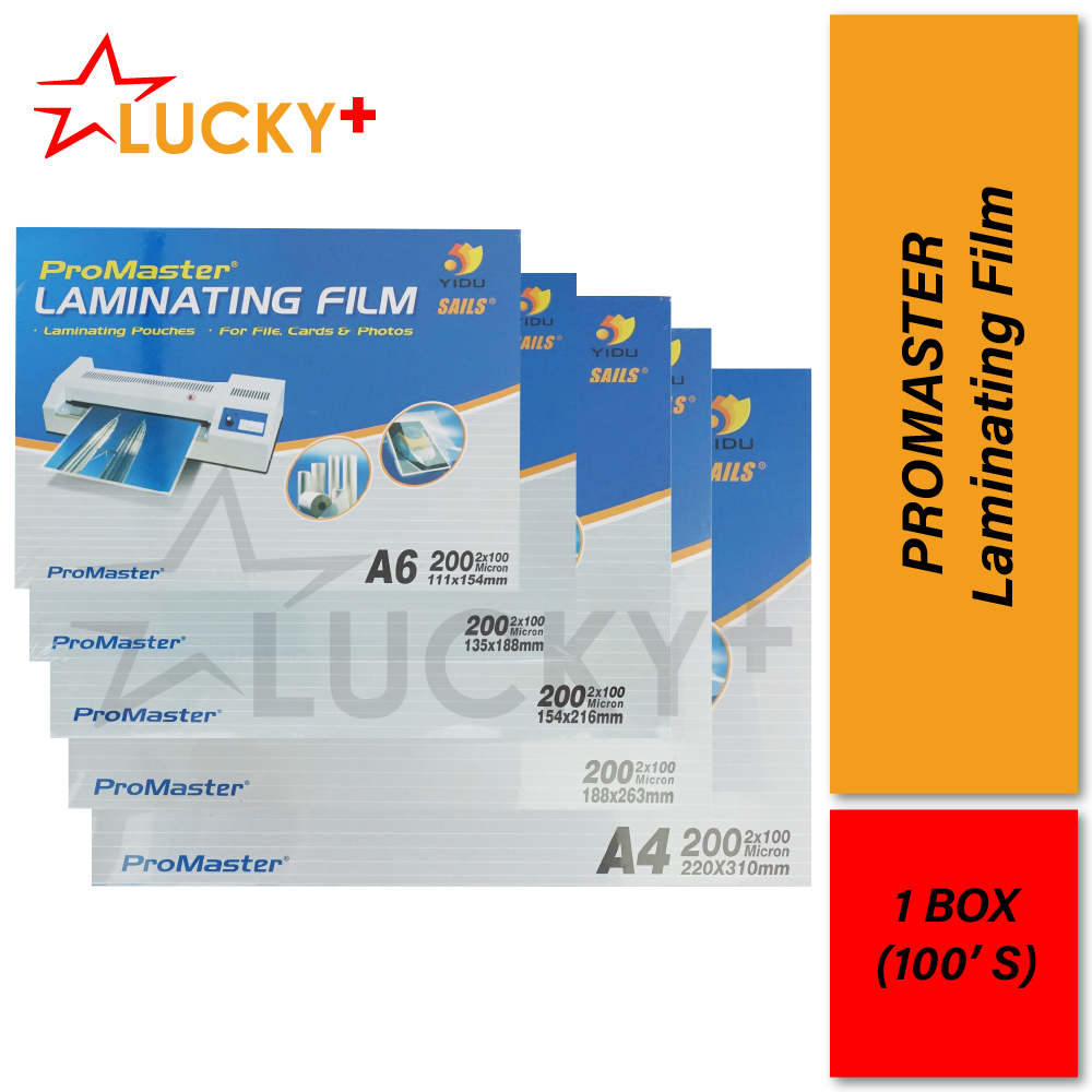 (100% Original) Promaster Laminating Film 100micron 100's Laminate Big Size (A6, B6, A5, B5, A4 ...
