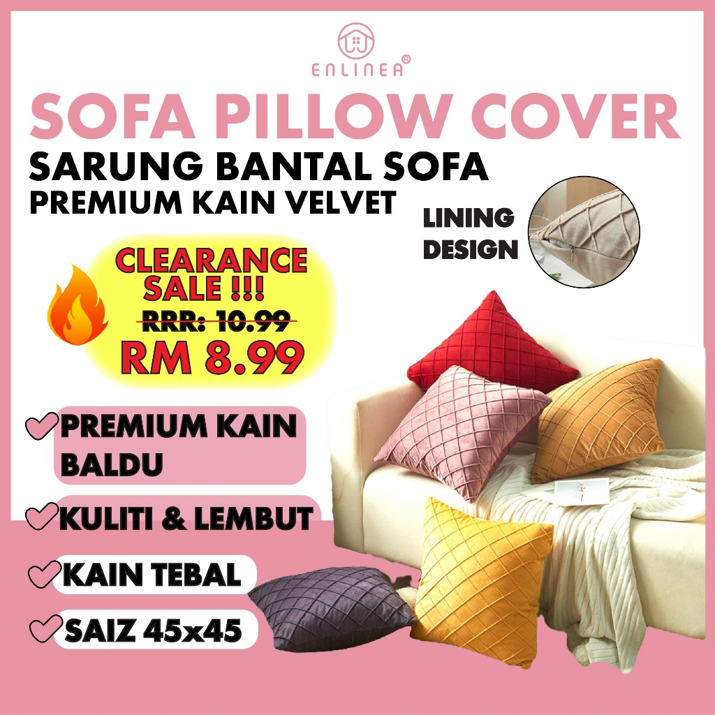Ready Stock!!! Velvet Sofa Pillow case Sofa Cushion Cover Baldu Fabric ...