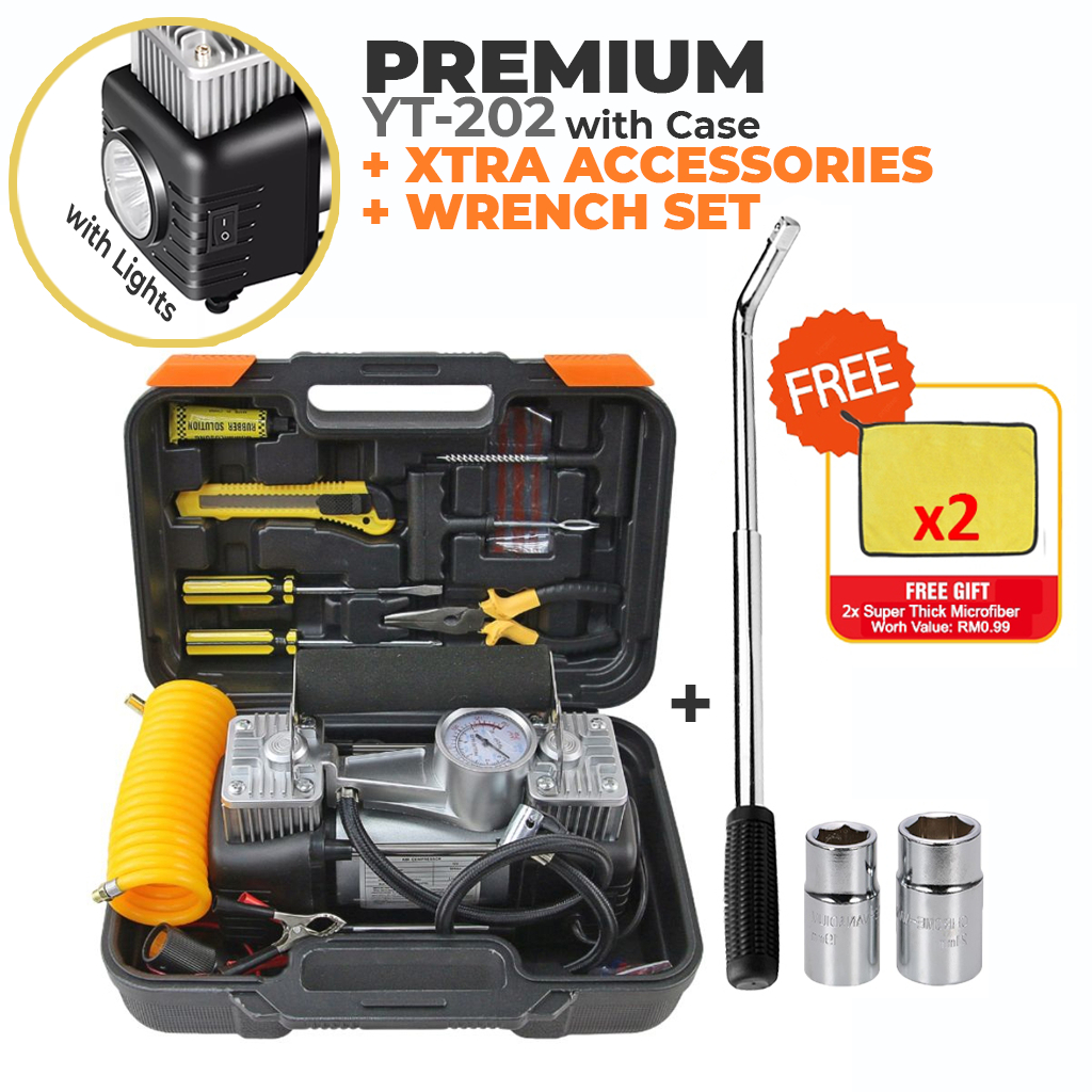 HEAVY DUTY Double Cylinder Portable Car Tyre Inflator Air Pump 12V Air ...