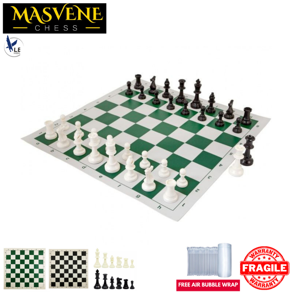 Tournament Chess Set (43cm/51cm) - Thick Vinyl Board & Premium Weighted ...