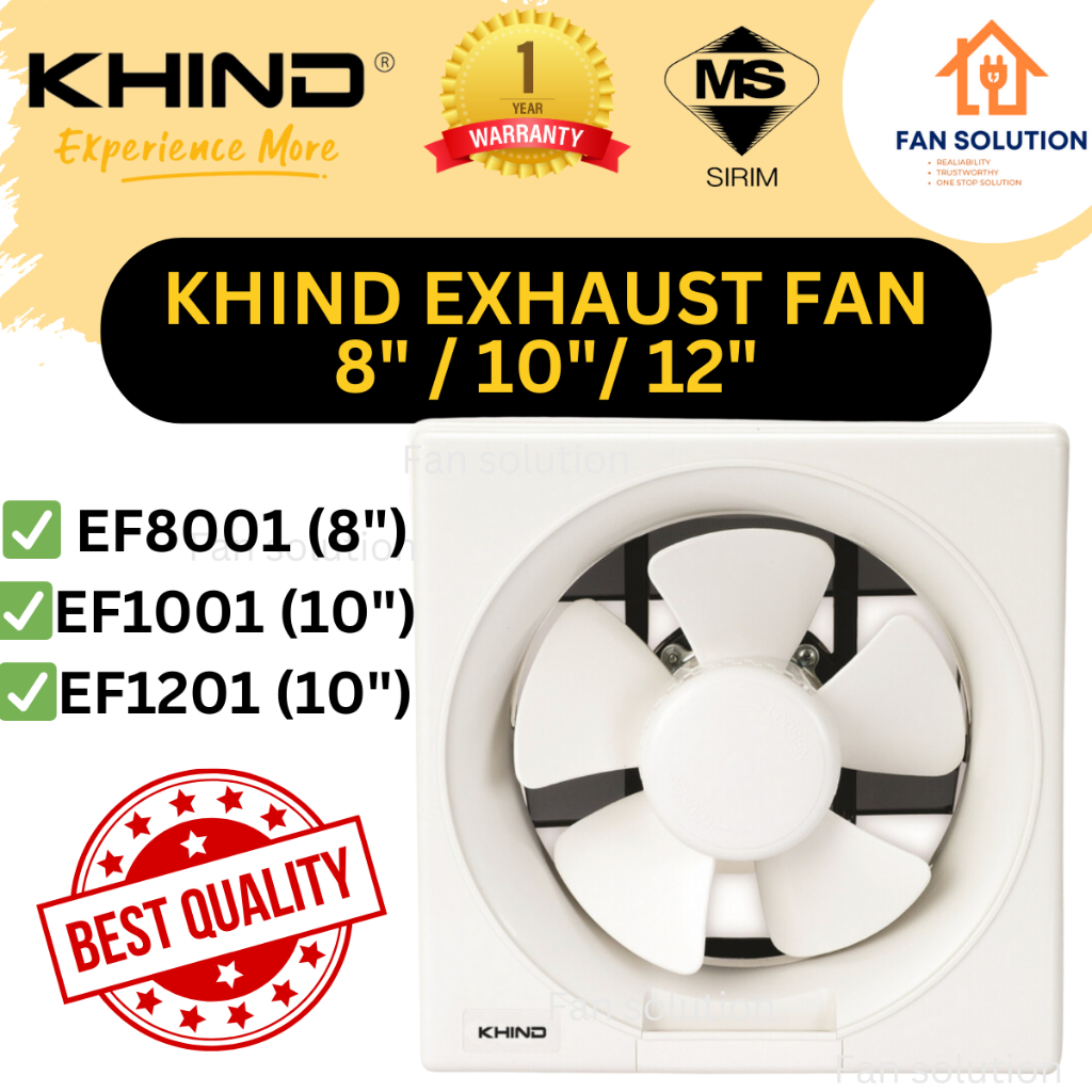 KHIND WALL TYPE EXHAUST FAN 8" EF8001/ 10" EF1001 / 12" EF1201 (3 YEAR ...