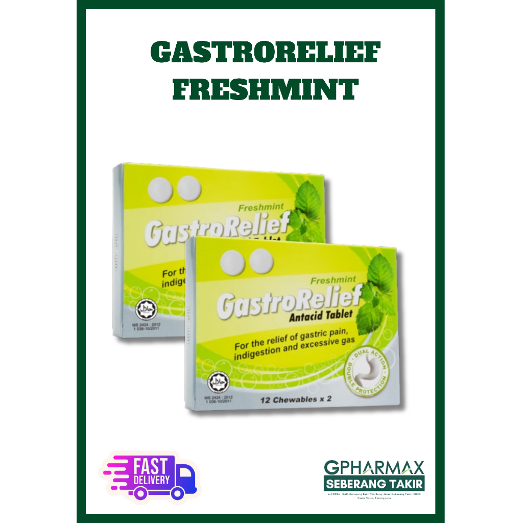 GastroRelief Antacid Tablet 2X12's Freshmint For Gastric Pain ...