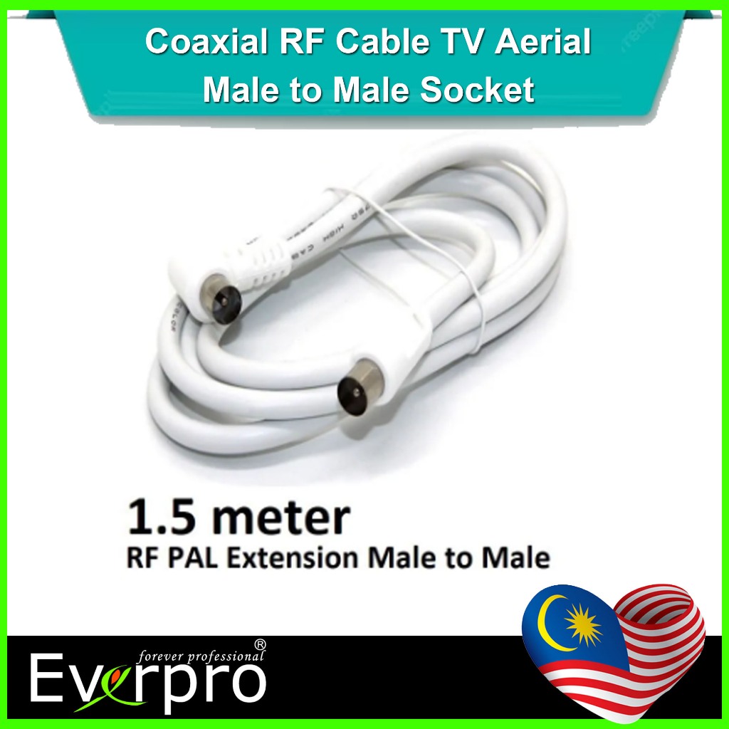Coaxial RF Cable TV Aerial Male to Male Socket Lead Audio Video Cable ...