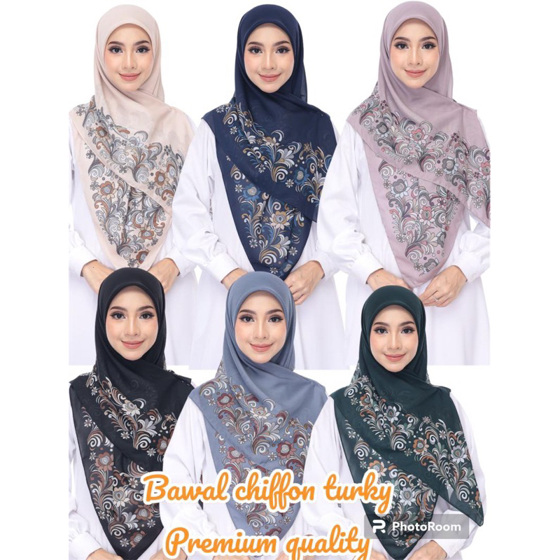 bawal chiffon turkey corak premium bidang 45 LD08 | Shopee Malaysia