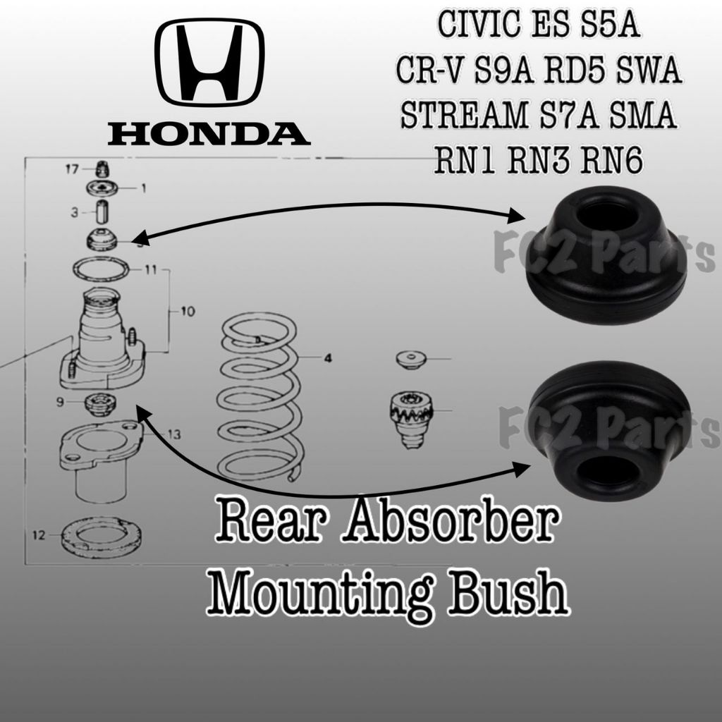 1set 4pcs Honda Civic ES S5A CR-V S9A RD5 SWA RE2 Stream S7A RN3 SMA RN6 Rear Absorber Mounting ...