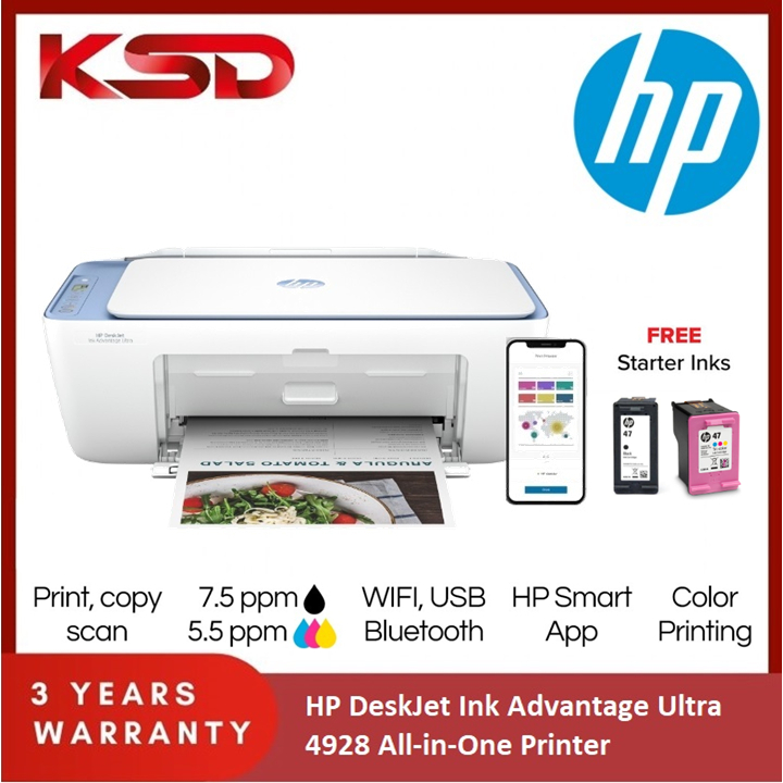 HP DeskJet Ultra 4928 Ink Advantage All-In-One Printer Print/Scan/Copy ...