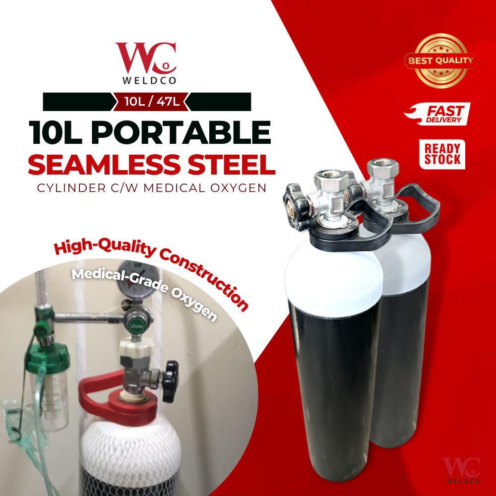 [MDA APPROVED] 10L Portable Seamless Steel Cylinder C/W Medical Oxygen ...
