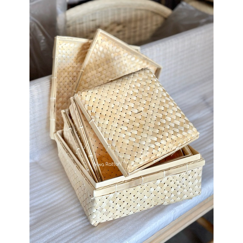 Kotak segi empat anyaman buluh besek hantaran nikah hamper packaging ...