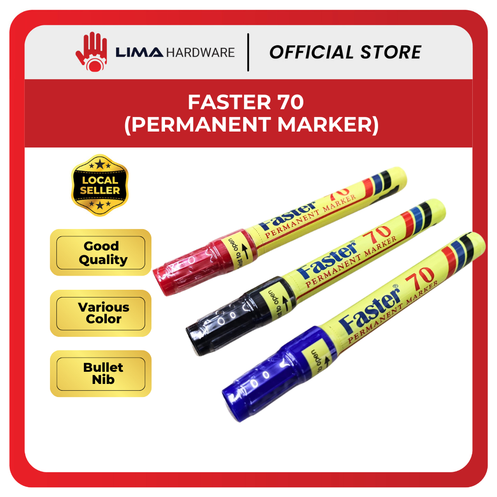 FASTER 70 - BLACK/BLUE/RED (PERMANENT MARKER) | Shopee Malaysia