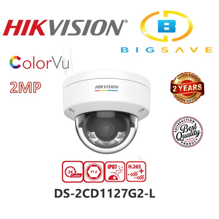 HIKVISION 2MP DS-2CD1127G2-L COLORVU MD 2.0 FIXED DOME NETWORK CAMERA | Shopee Malaysia