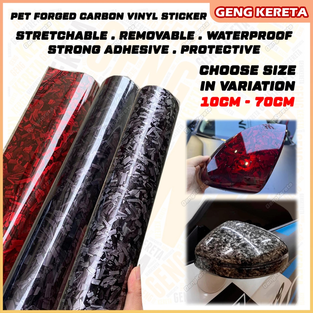 Small Size High Quality PET Glossy Forged Sticker Carbon Black / Silver ...