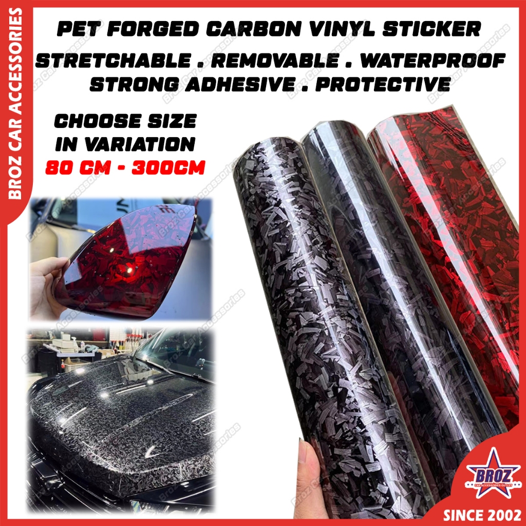 High Quality Small Size PET Glossy Forged Carbon Black/Silver/Red Vinyl ...