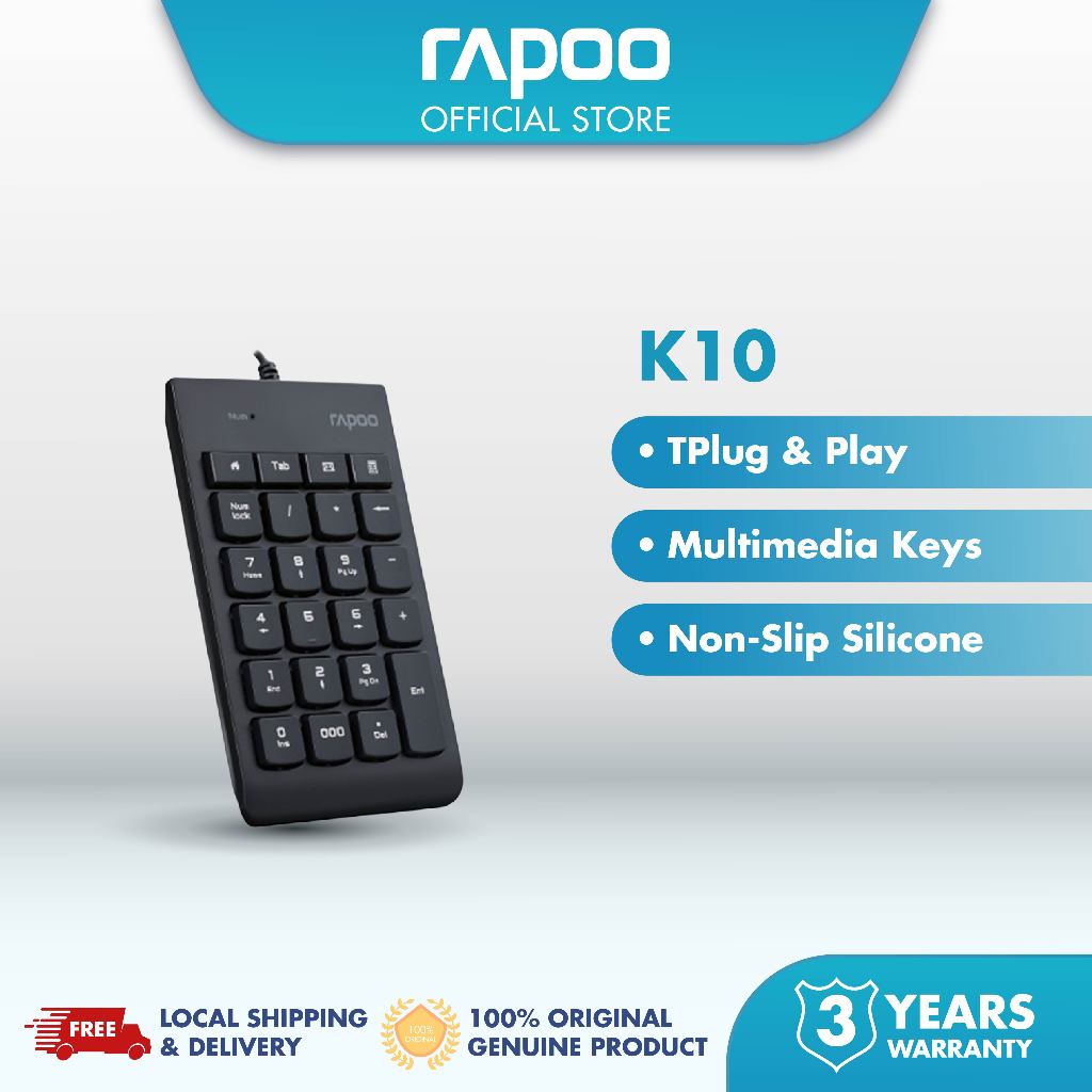 Rapoo K10 Compact Wired Numeric Keypad 23 Keys Shopee Malaysia