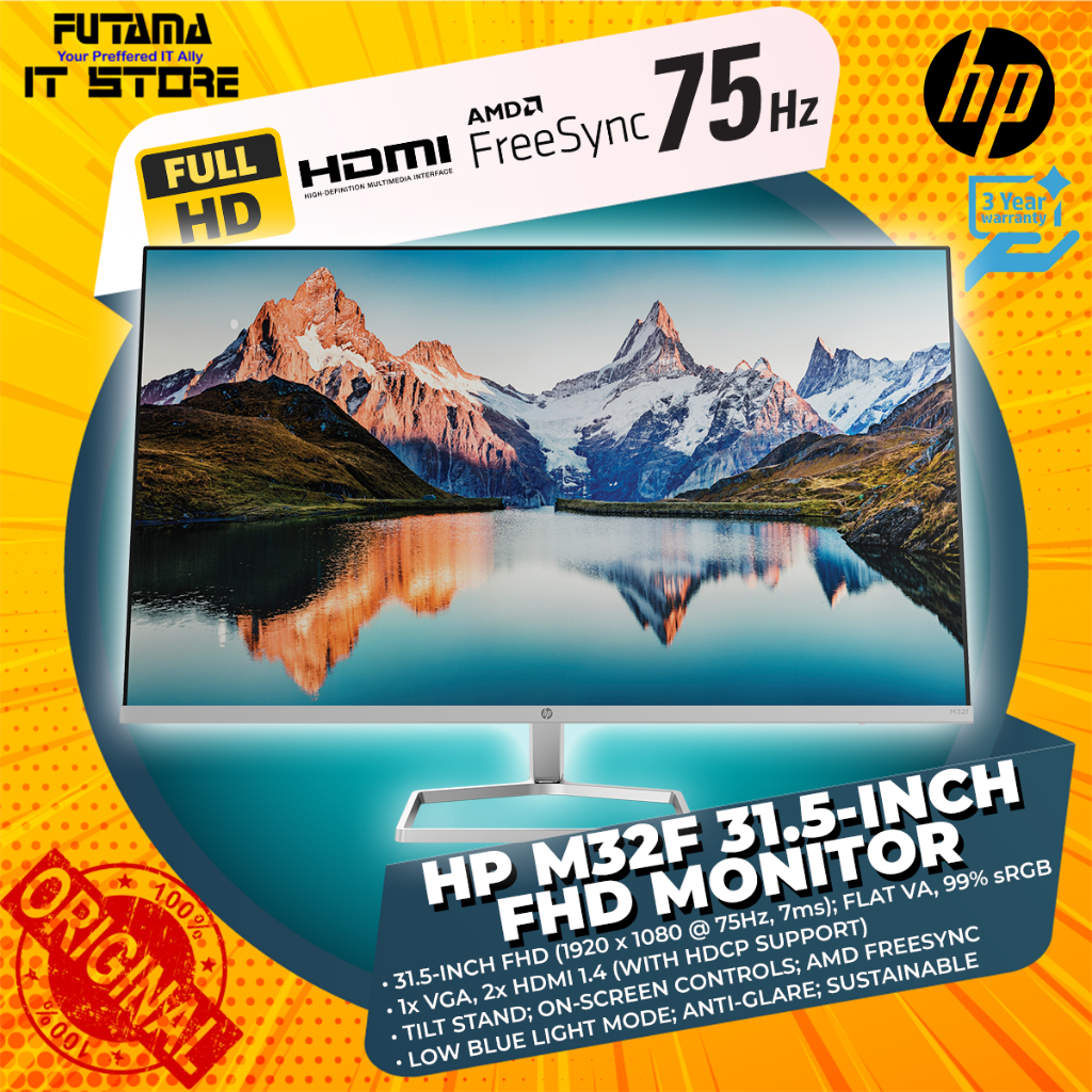 HP M32f 31.5 inch FHD Monitor - 31.5" FHD (1920x1080@75Hz), Flat VA ...