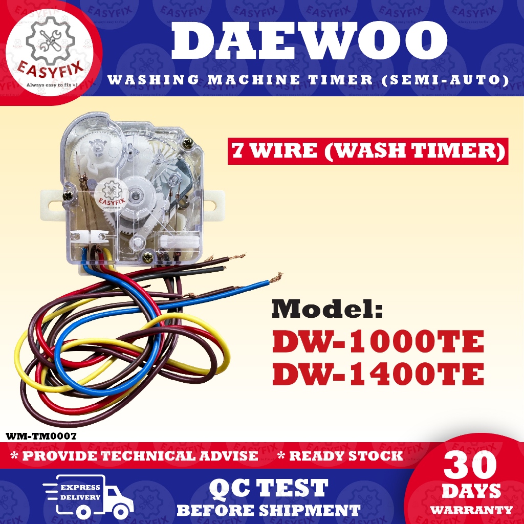 DW-1000TE / DW-1400TE DAEWOO WASHING MACHINE SEMI-AUTO WASH TIMER DW ...