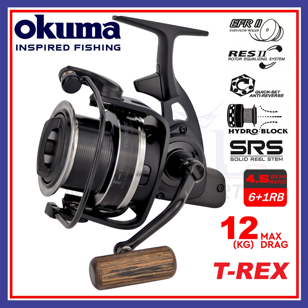 Okuma T-Rex TR 7000 Mesin Pancing Carp Spinning | 12kg Max Drag | 6+1BB | TCE Tackles Spinning ...