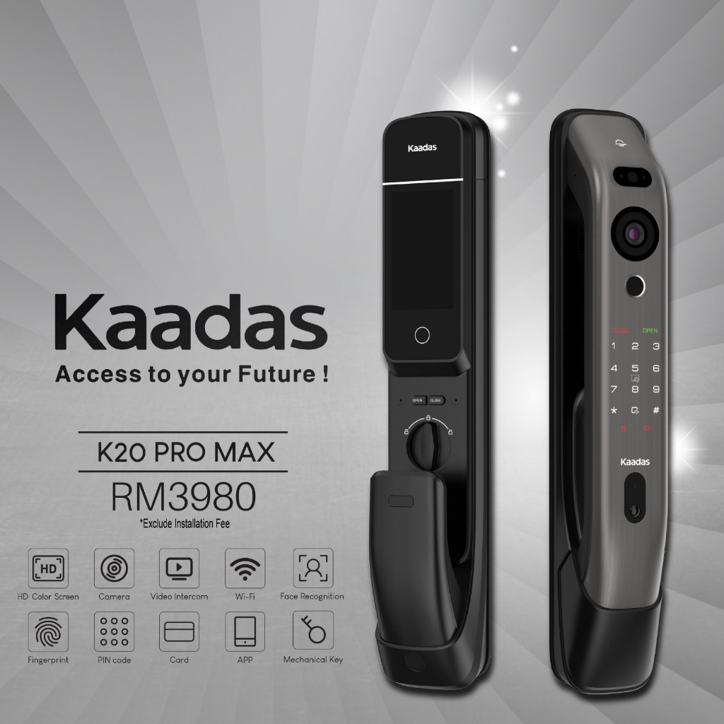 KAADAS Push & Pull Digital Door Lock K20 PRO MAX/ 3D Face Recognition WiFi Lock With Camera K20 ...