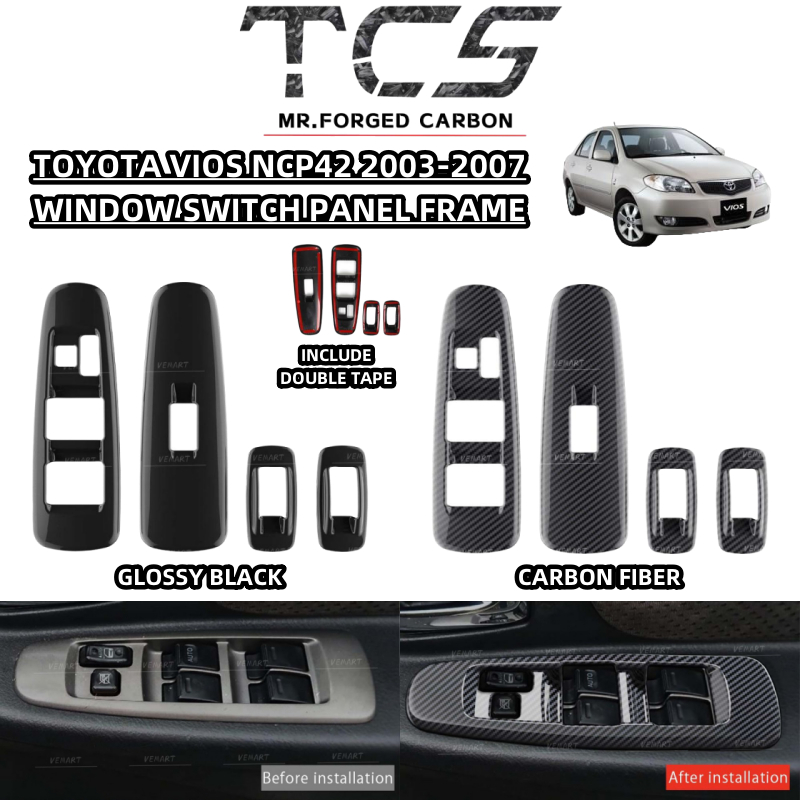 TCS TOYOTA VIOS NCP42 2003-2007 CAR CARBON FIBER WINDOW SWITCH PANEL ...