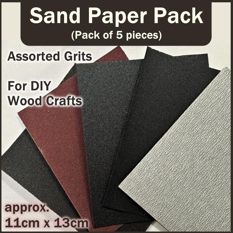 Sand Paper Pack of 5 pcs (11cmx13cm) Assorted Grits for DIY Art and ...