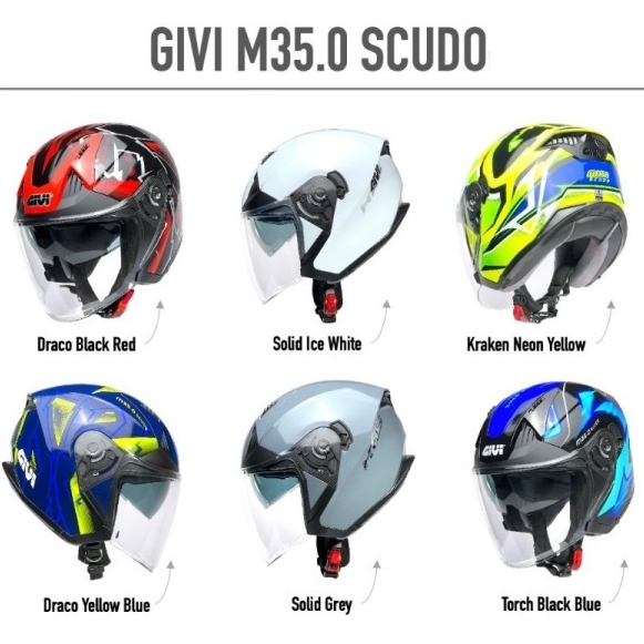 Yamaha X GIVI Helmet SCUDO M35.0 Open Face Helmet (Size: S/M/L/XL) Topi Keledar GIVI ASIA [C ...