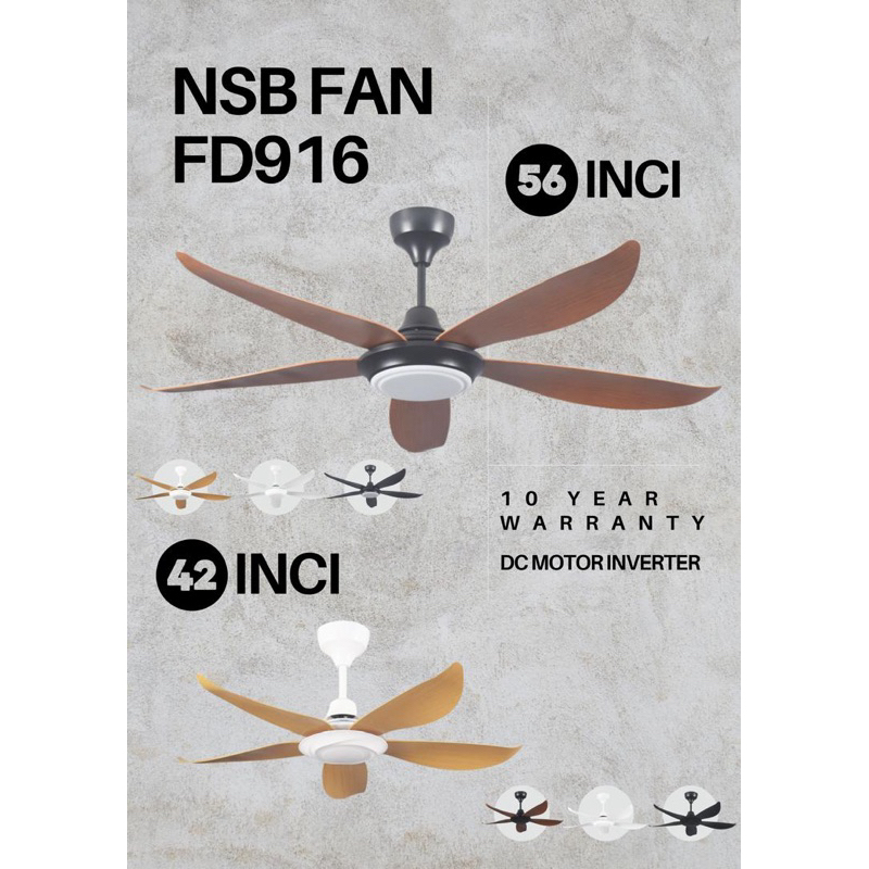 Nsb FD916 56” /42” Dc inverter 9 spedds ceiling fan light / without ...