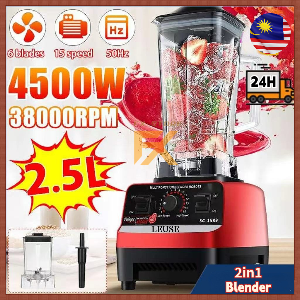 4500W Heavy Duty 2L Blender Pengisar Tugas Berat Mixer Juicer High ...