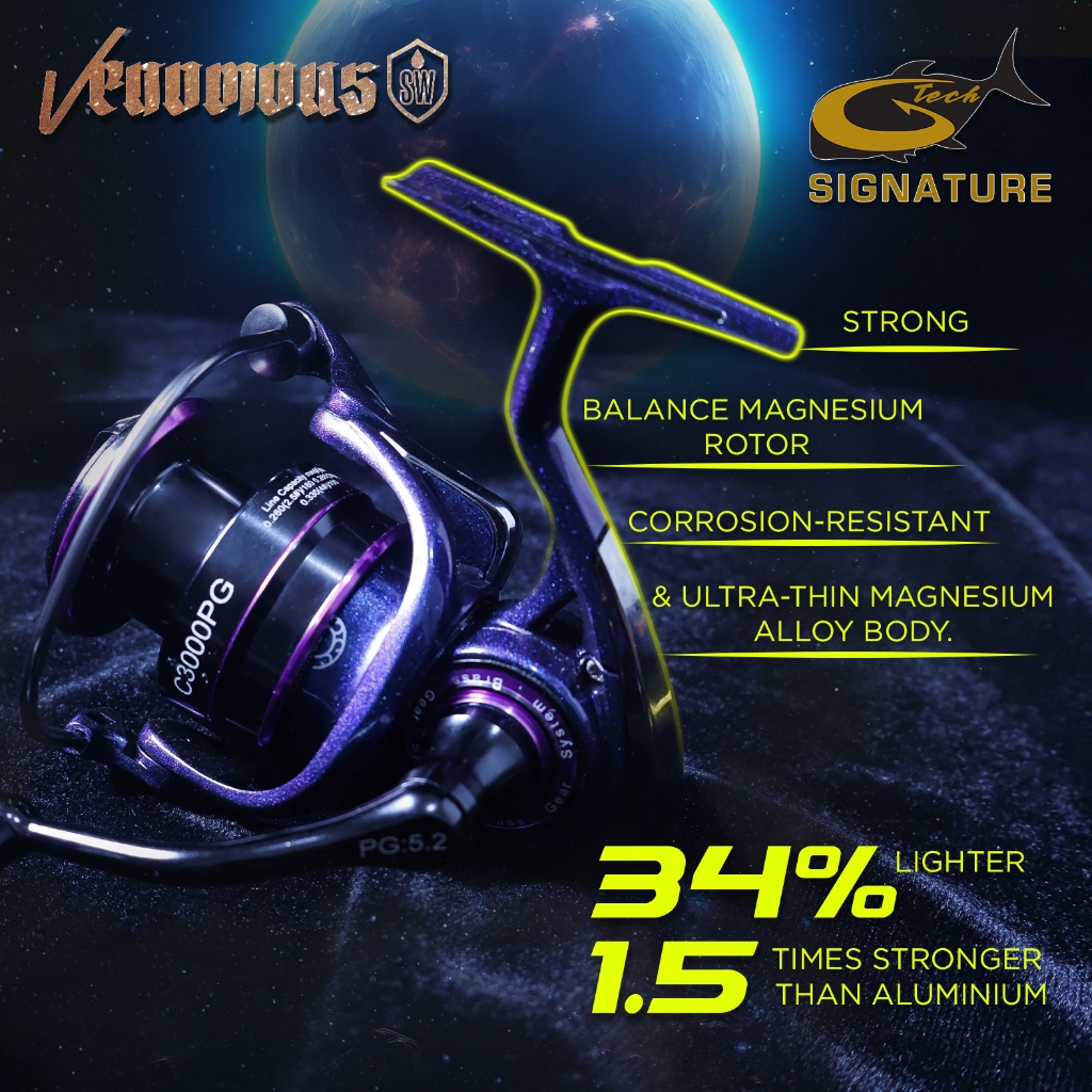 G-TECH fishing reel SIGNATURE VENOMOUS SW 3000 / 4000 / 5000 Fishing ...