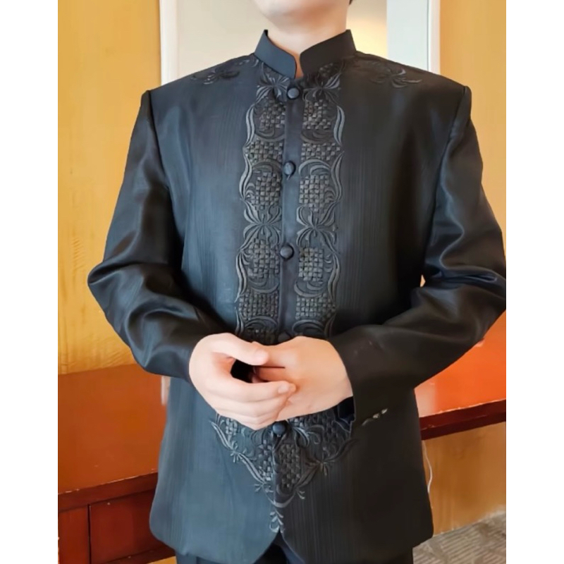 Barong Tagalog Coat style Black | Shopee Malaysia
