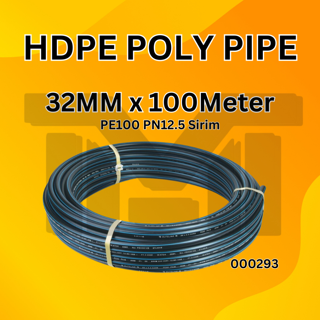 24kg CS "SIRIM" 32MM PN12.5 PE100 100METER HDPE Poly Pipe Poly Paip ...