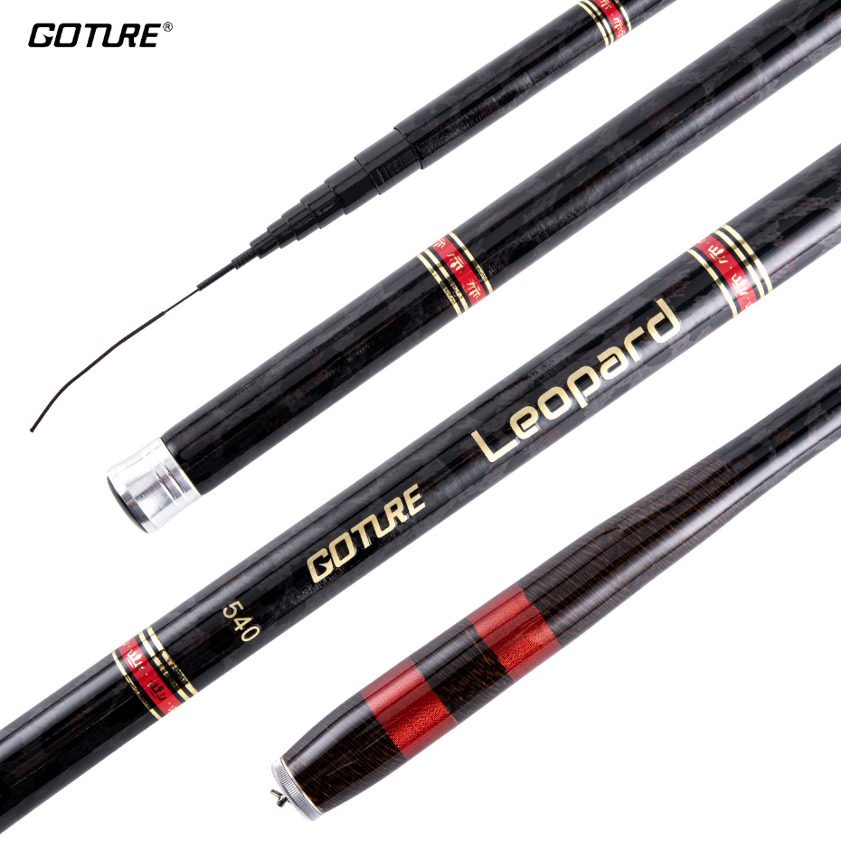 GOTURE Leopard Stream Joran Pancing Carbon Fiber Fishing Rod 3.6m/4.5m/5.4m/6.3/7.2m Batang ...