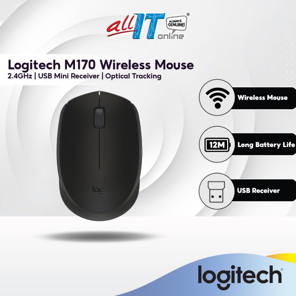 Logitech M170 Wireless Mouse | 2.4 GHz with USB Mini Receiver | Optical ...