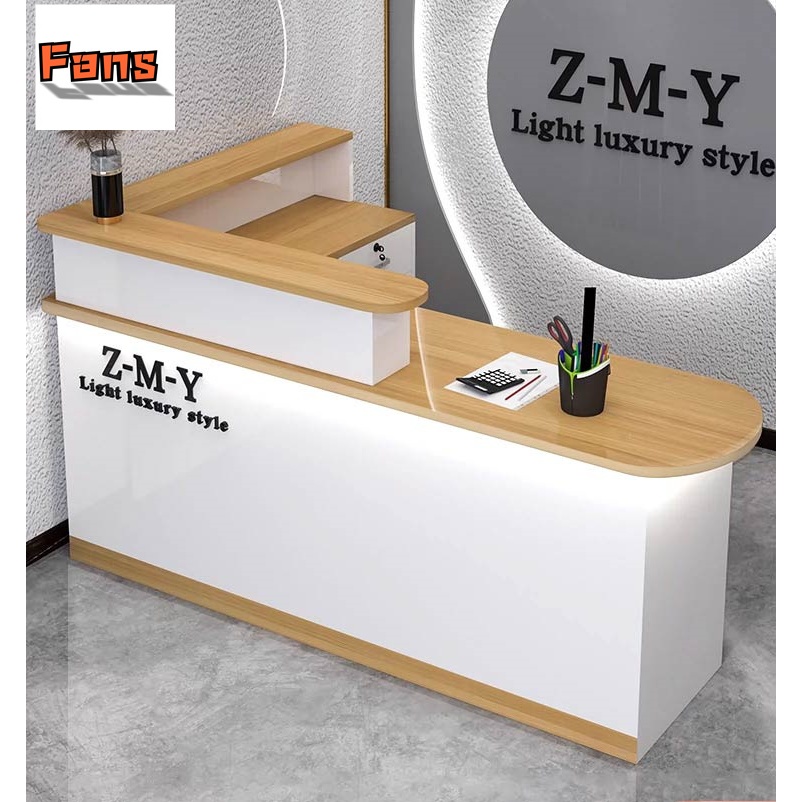 Counter Kaunter L-Shape Cashier Front Desk Reception Table With Led ...